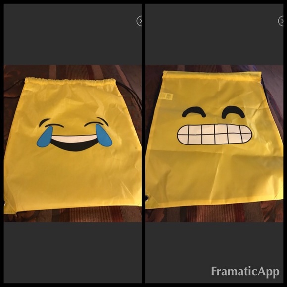 Bags | Emoji Drawstring Yellow Bag | Poshmark